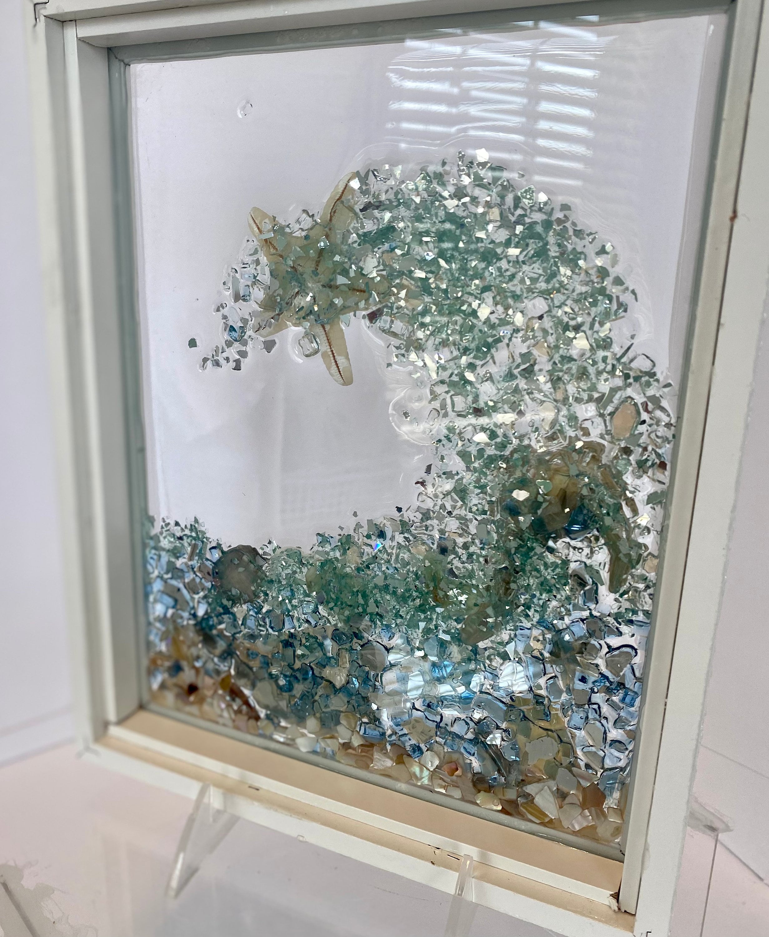Sea Glass Resin Art Suncatcher Beach Ocean Waves Coastal Etsy