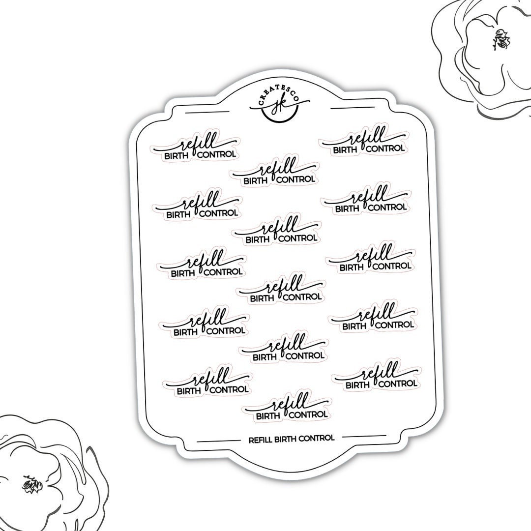 Script || Refill Birth Control || Sticker - Etsy
