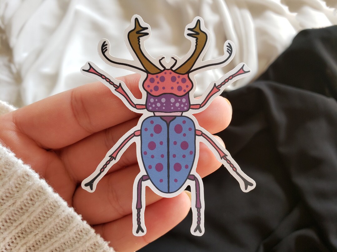Stag Beetle Sticker, Hand Drawn Sticker, Handmade Sticker, Hydro Flask ...