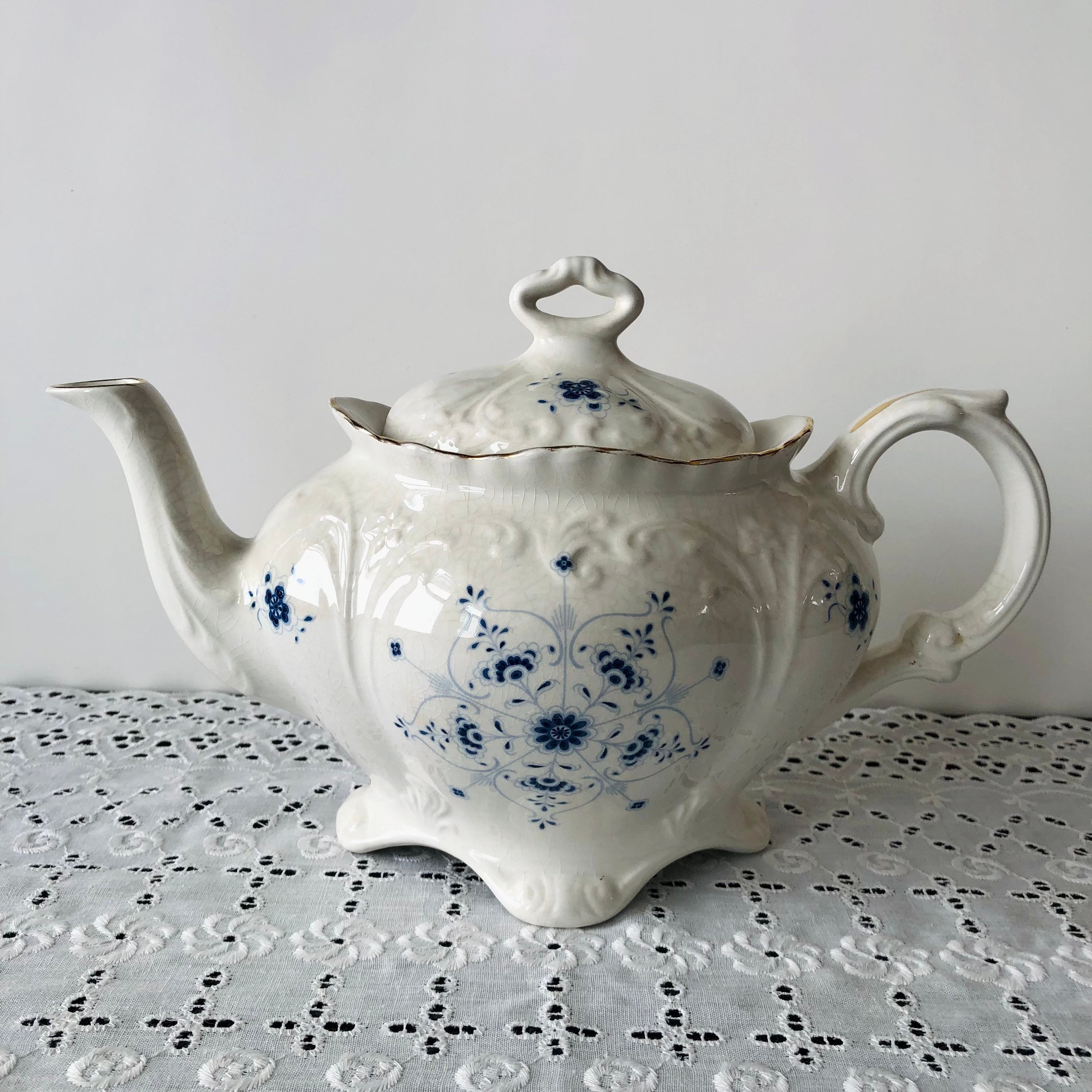 1990s James Kent Old Foley Blue Flower Ceramic Teapot - Etsy