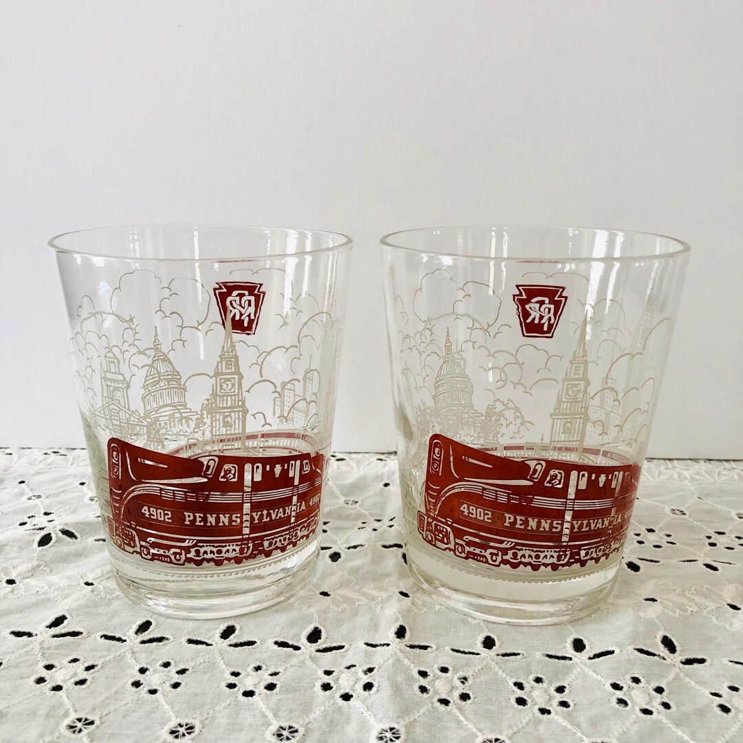Pair of Vintage Pennsylvania Railroad Highball Cocktail Glasses - Etsy
