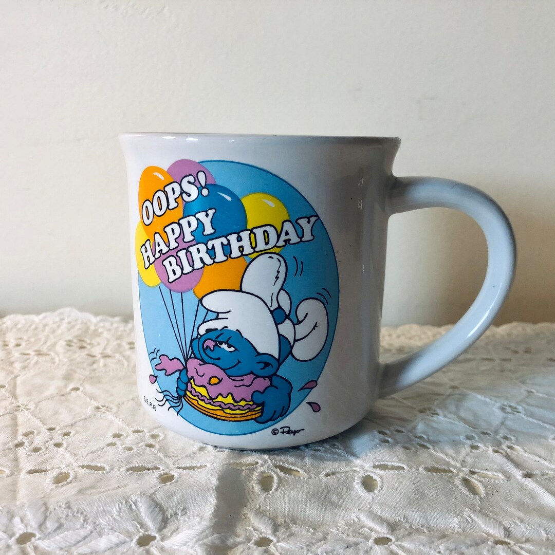 Vintage Smurf Belated Birthday Mug - Etsy