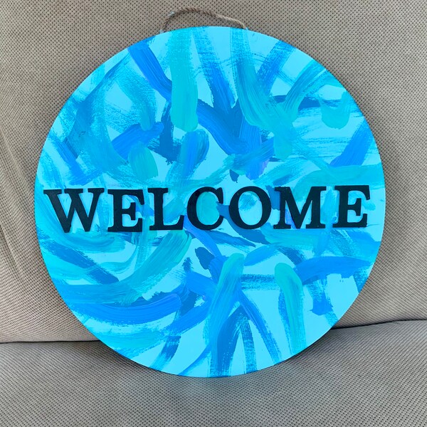 Shades of Blue Welcome Sign - Etsy