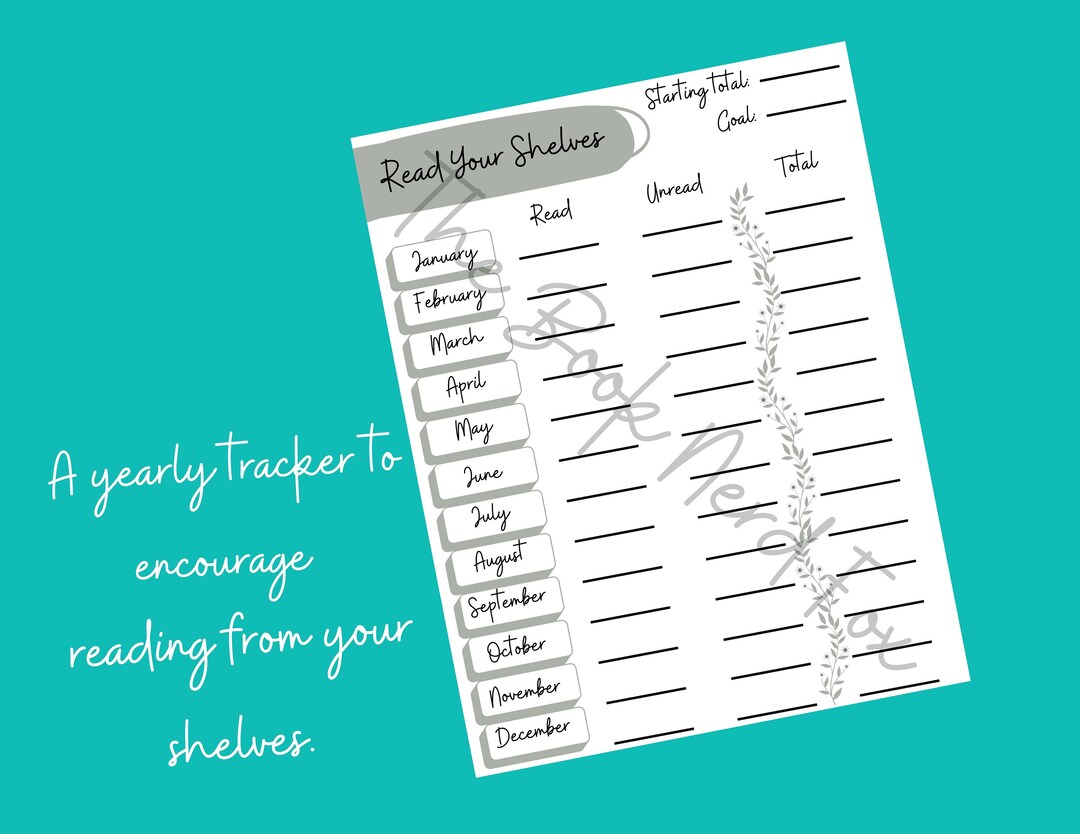 Read Your Shelves Tracker Printable, Reading Planner Page, Reading ...
