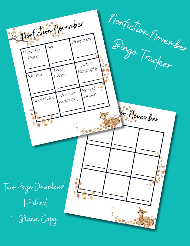 Nonfiction November Tracker Printable, Reading Planner Page, Reading ...