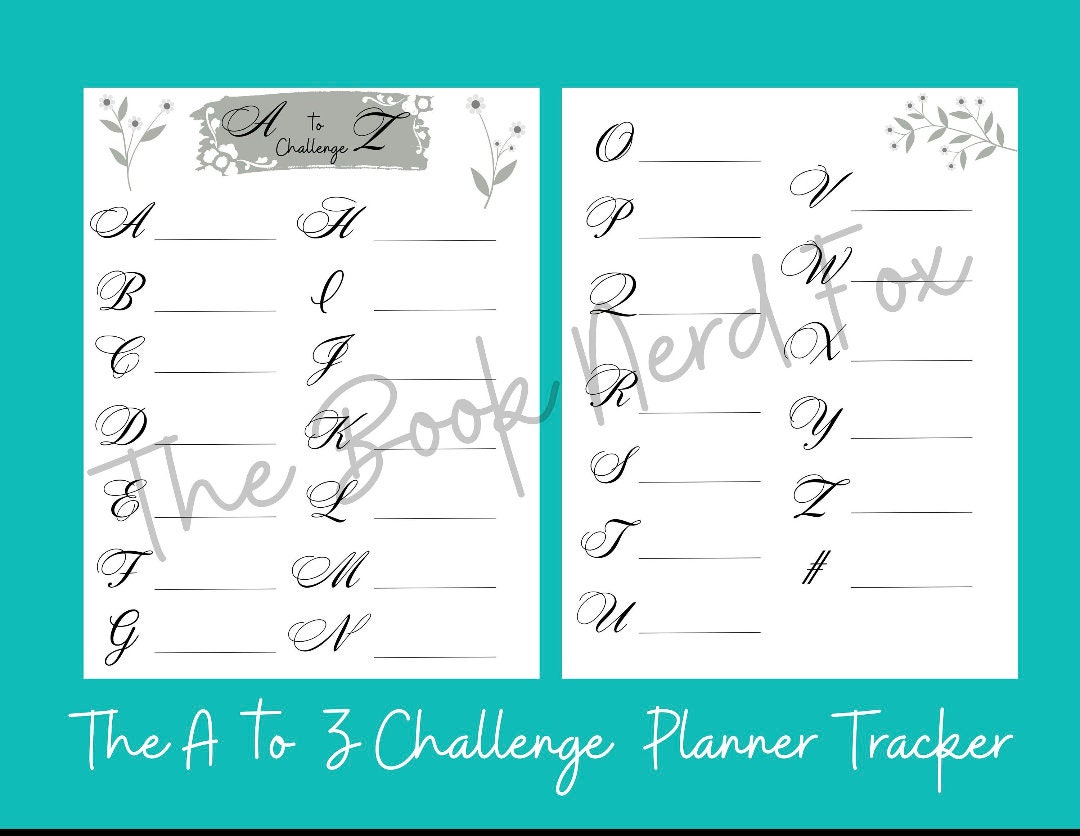 A to Z Challenge Tracker Printable, Reading Planner Page, Reading ...