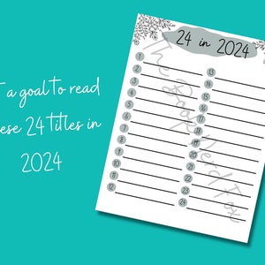 24 in 2024 Digital Printable, Reading Planner Page, Reading Tracker ...