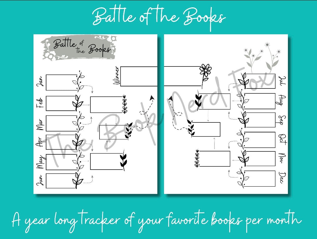 Battle of the Books Digital Printable, Reading Planner Page, Reading ...