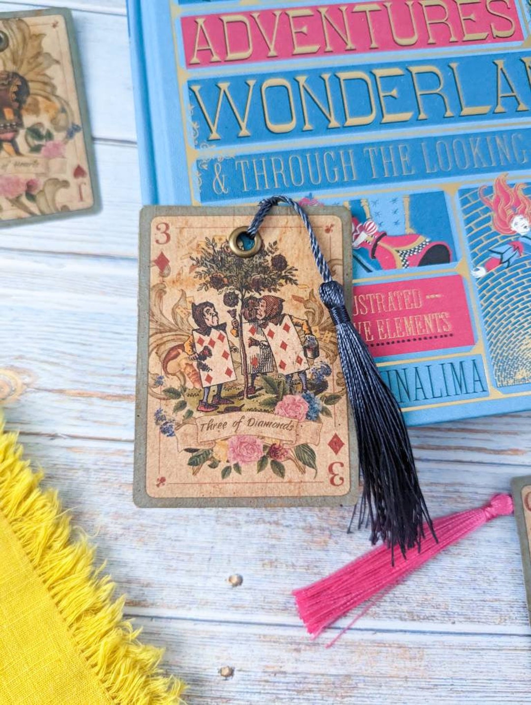 Blue Alice in Wonderland Bookmarks, Handmade Vintage Playing Card ...