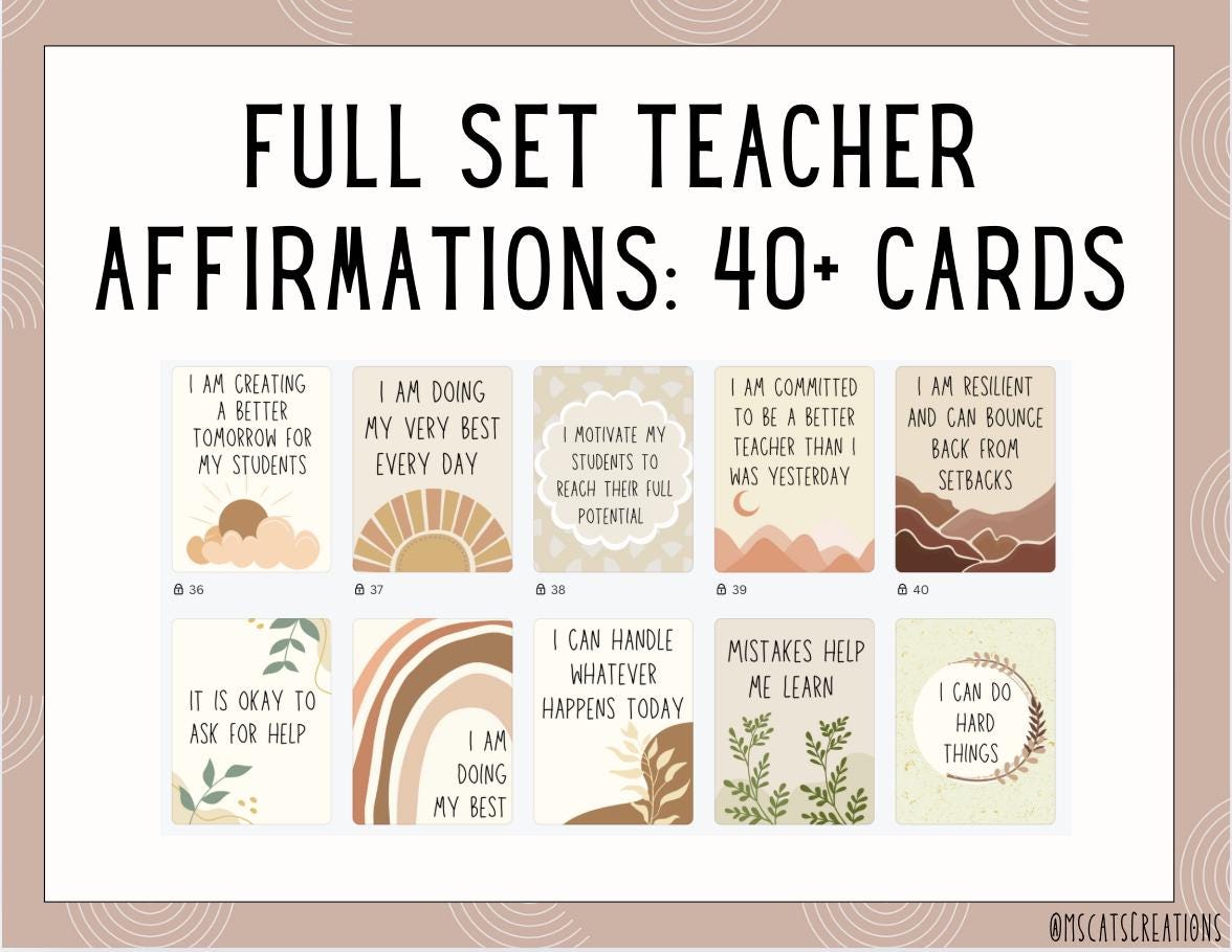 Boho Teacher Affirmation Cards - Etsy