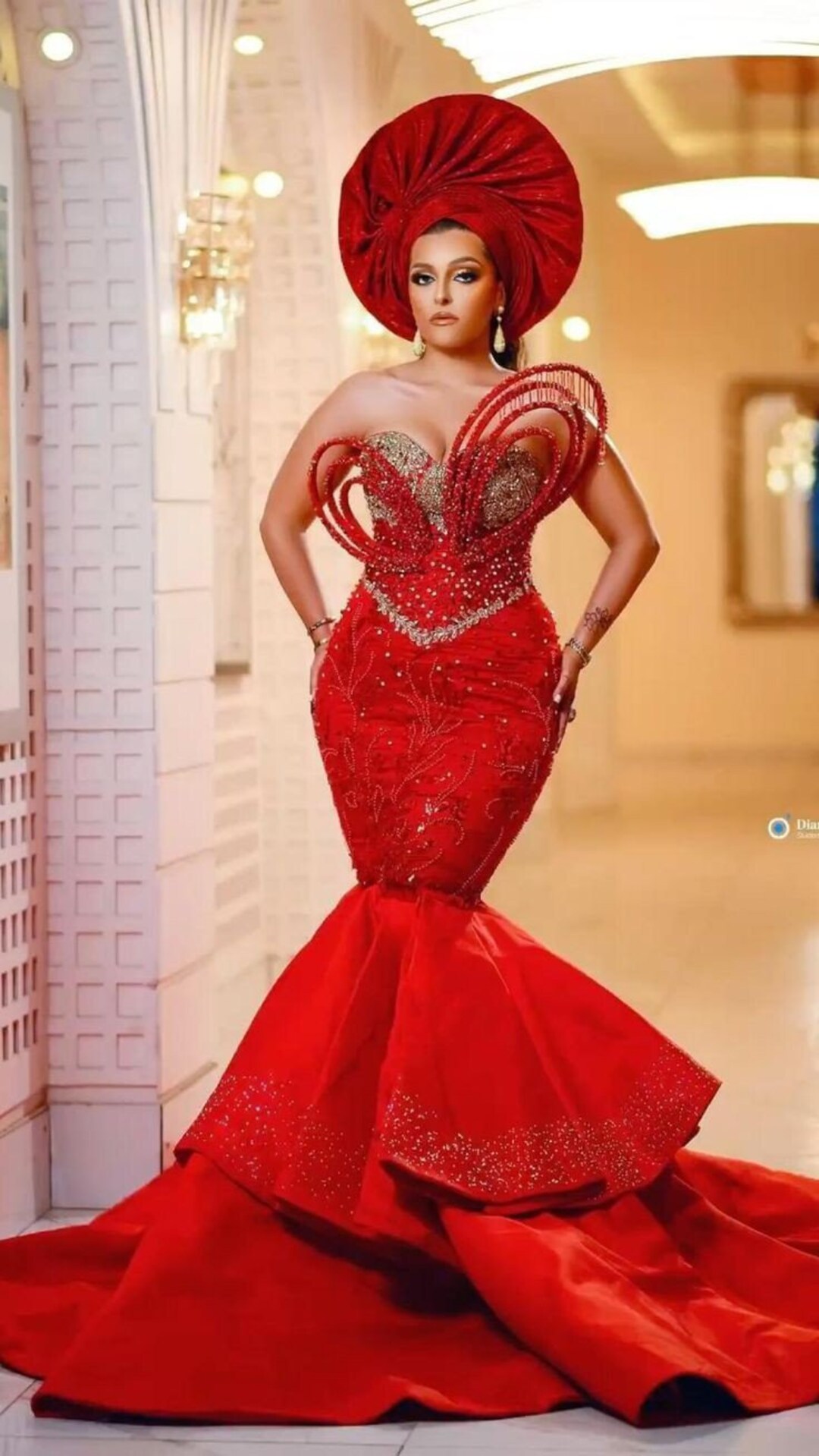 Red Sequins Slit Dress , Engagement Dress - Etsy
