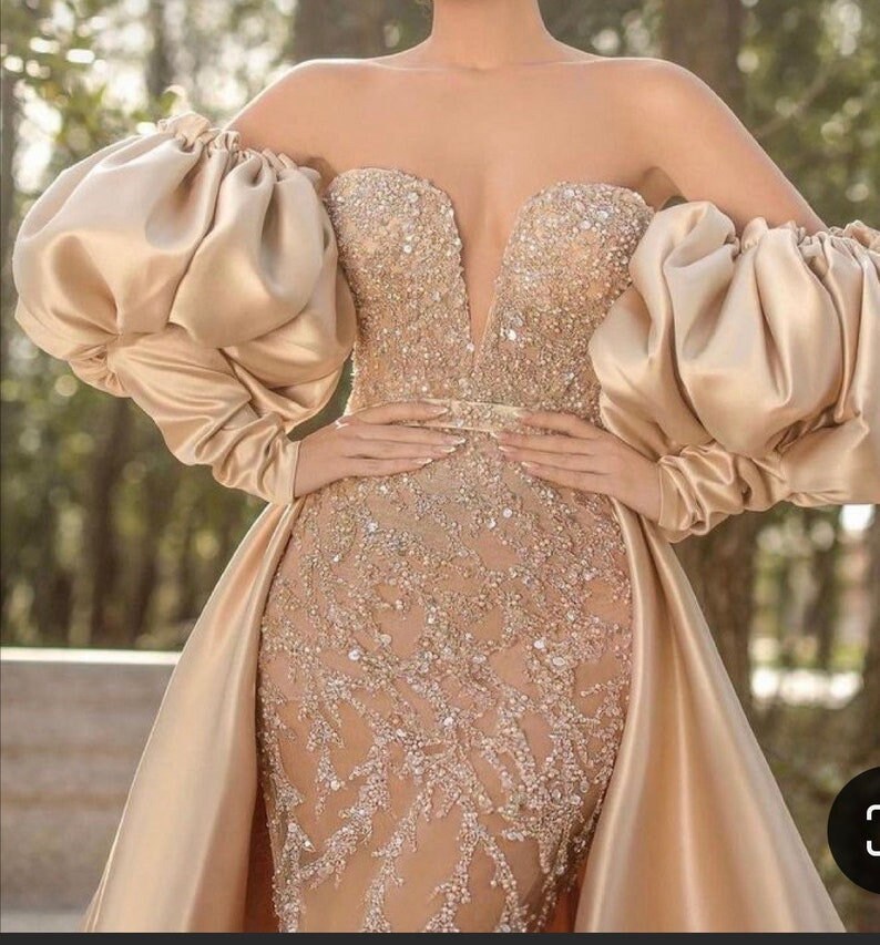 Long Gold Prom Dress, Women Clothing, Wedding Guest , Engagement Dress ...