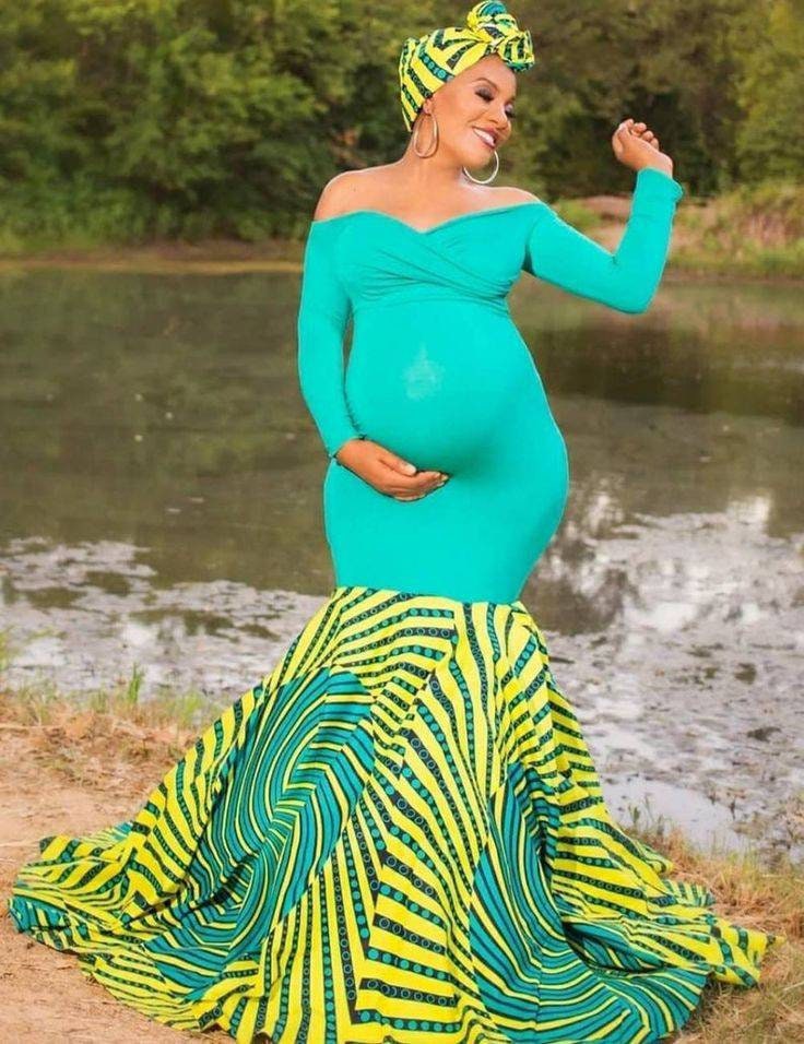 Maternity Ankara Mix Dress Etsy