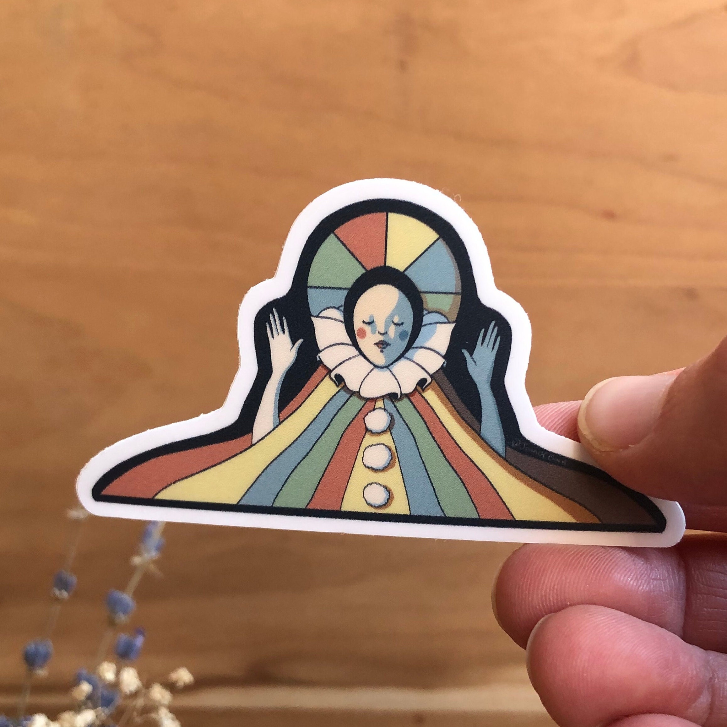 Whimsical Pierrot Sticker Ethereal Clown Stationery Unique - Etsy