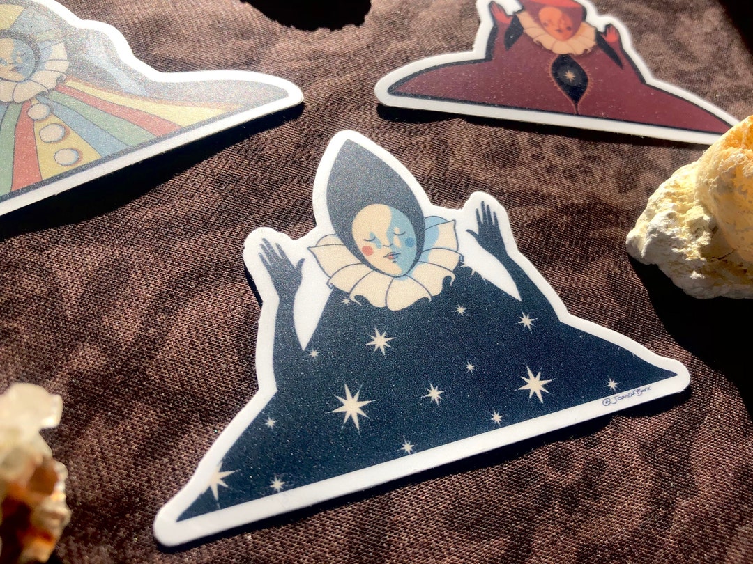 Whimsical Pierrot Sticker | Ethereal Clown Stationery | Unique Circus ...