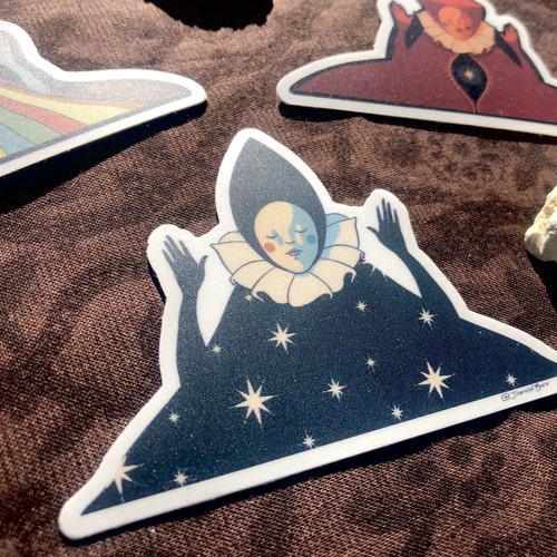 Whimsical Pierrot Sticker Ethereal Clown Stationery Unique - Etsy