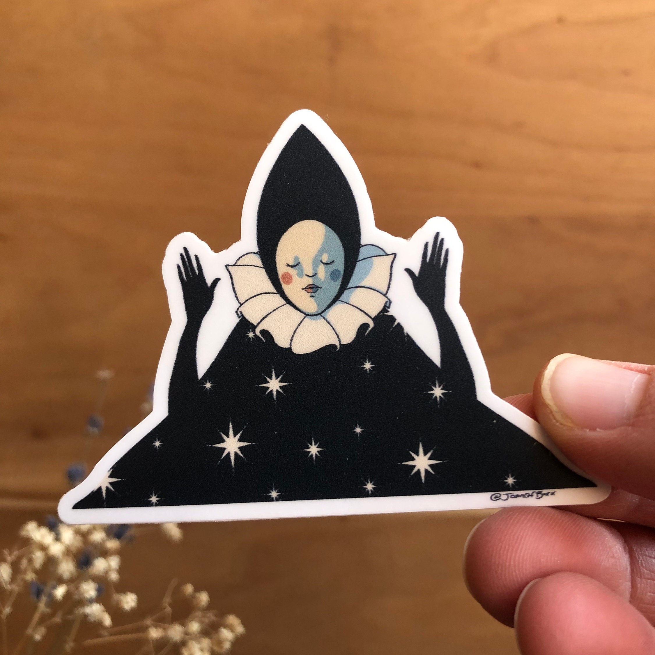 Whimsical Pierrot Sticker Ethereal Clown Stationery Unique - Etsy