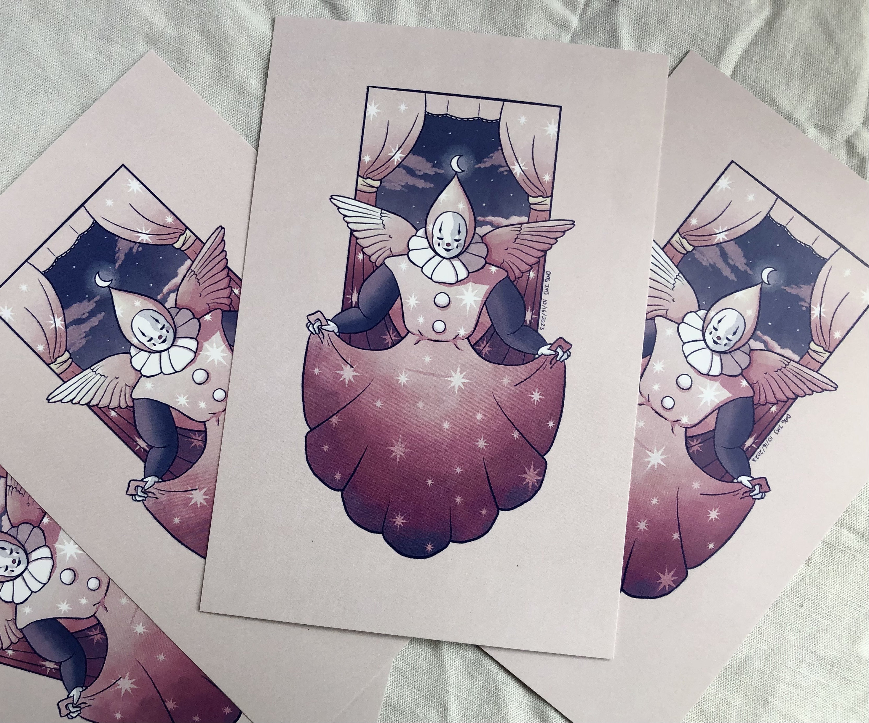 Ethereal Angel Clown Wall Art / Pierrot Art Print / Harlequin Home ...