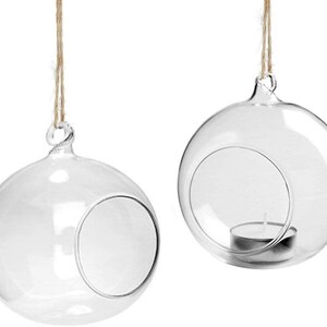 6/8/10cm Glass Bauble L Hanging Ball L Table LED Tea Light - Etsy