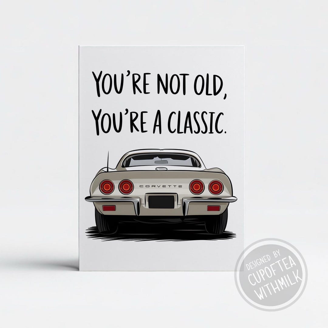 Classic Corvette Inspired in the Fast Lane Happy Birthday Card Greeting ...