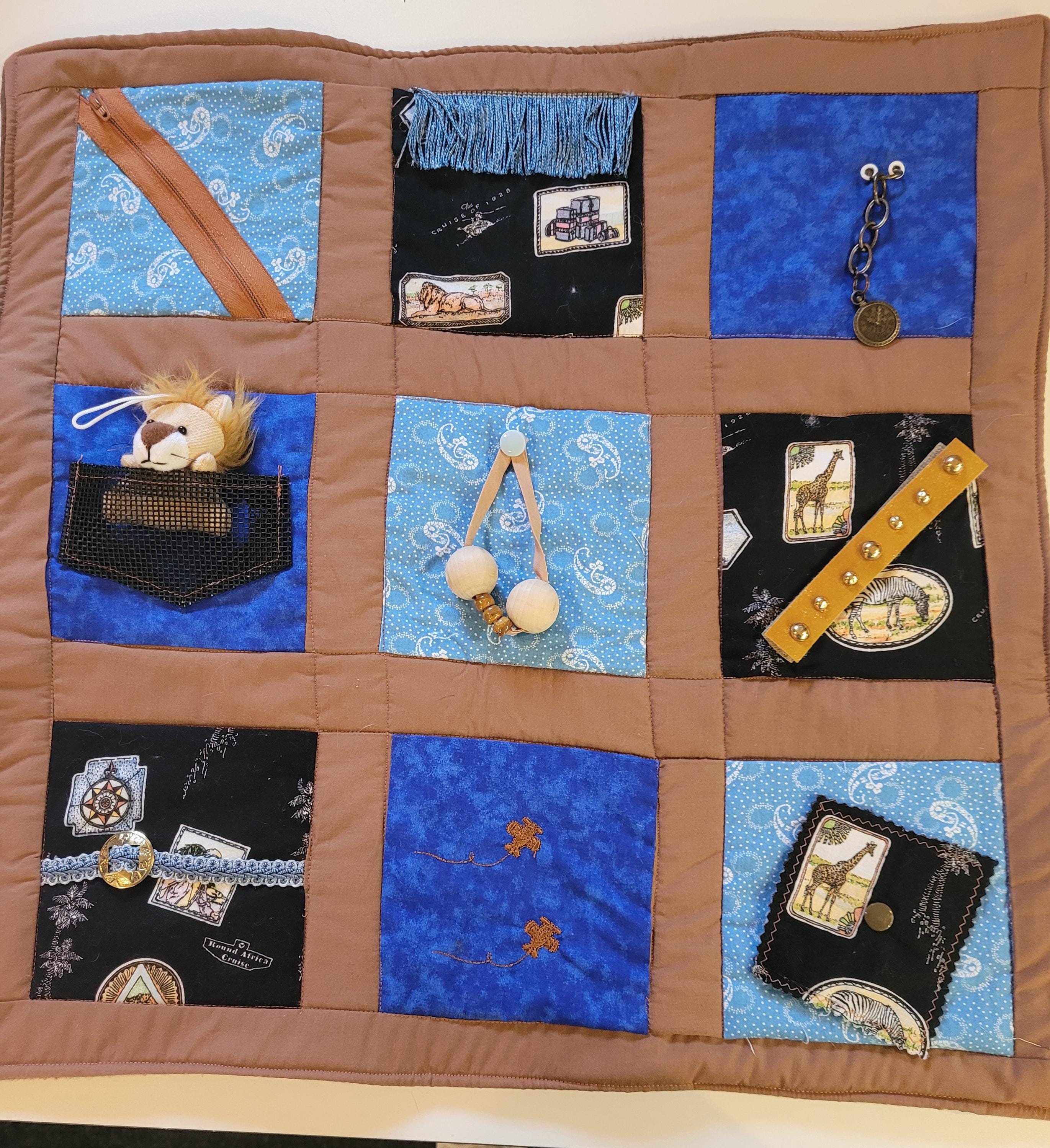 Safari Adventure Themed Fidget Lap Quilt..alzheimer's..dementia, Etc ...