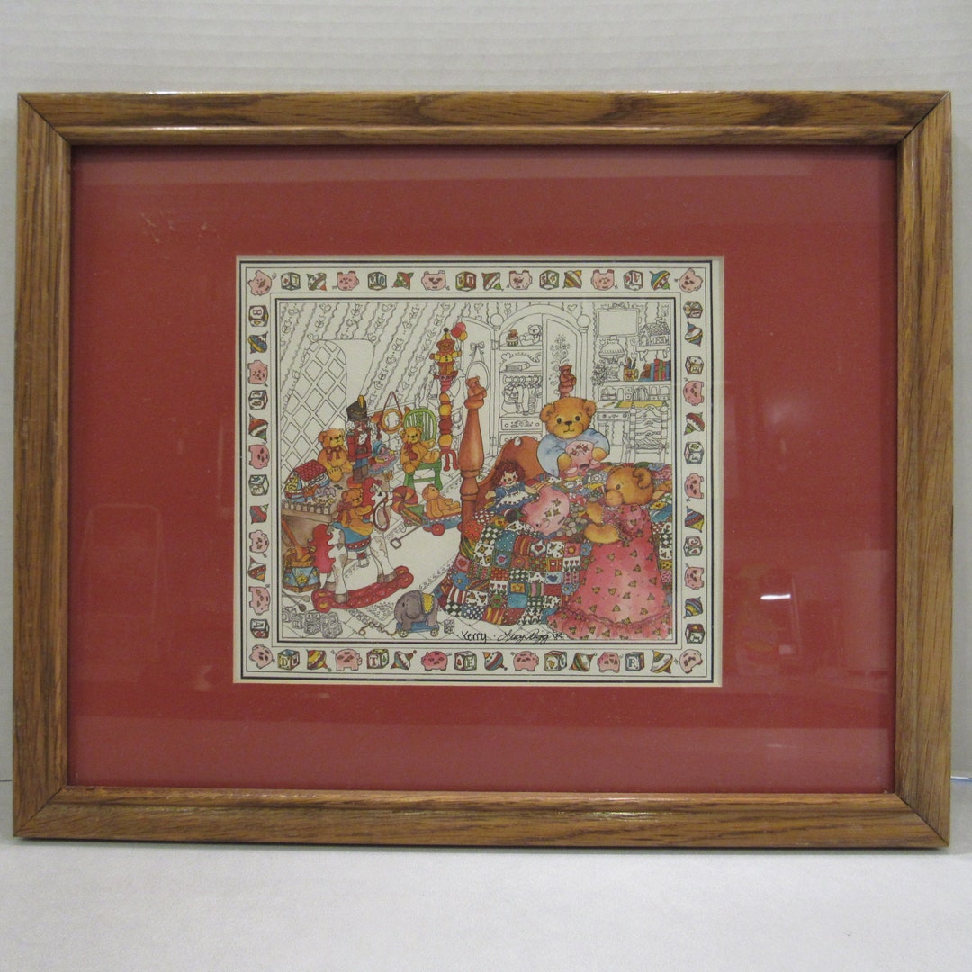 Lucy Rigg Framed Art Print Signed Matted Teddy Bears Bedroom - Etsy.de