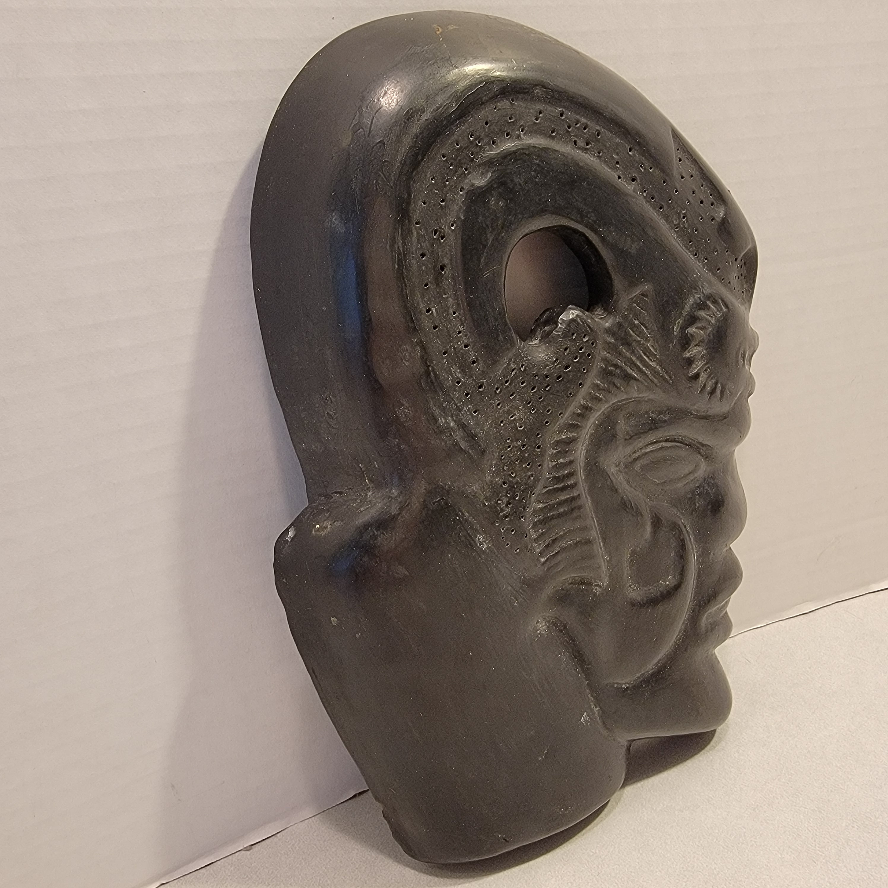 Vintage Oaxaca Mexico Black Pottery Mask Folk Art Face Tribal Aztec ...