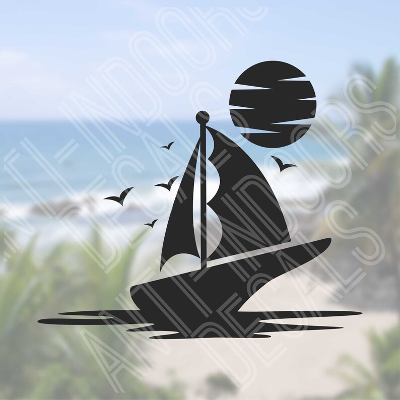 SAIL BOAT SUNSET Beach Vinyl Decal Sticker Adventure Nature - Etsy