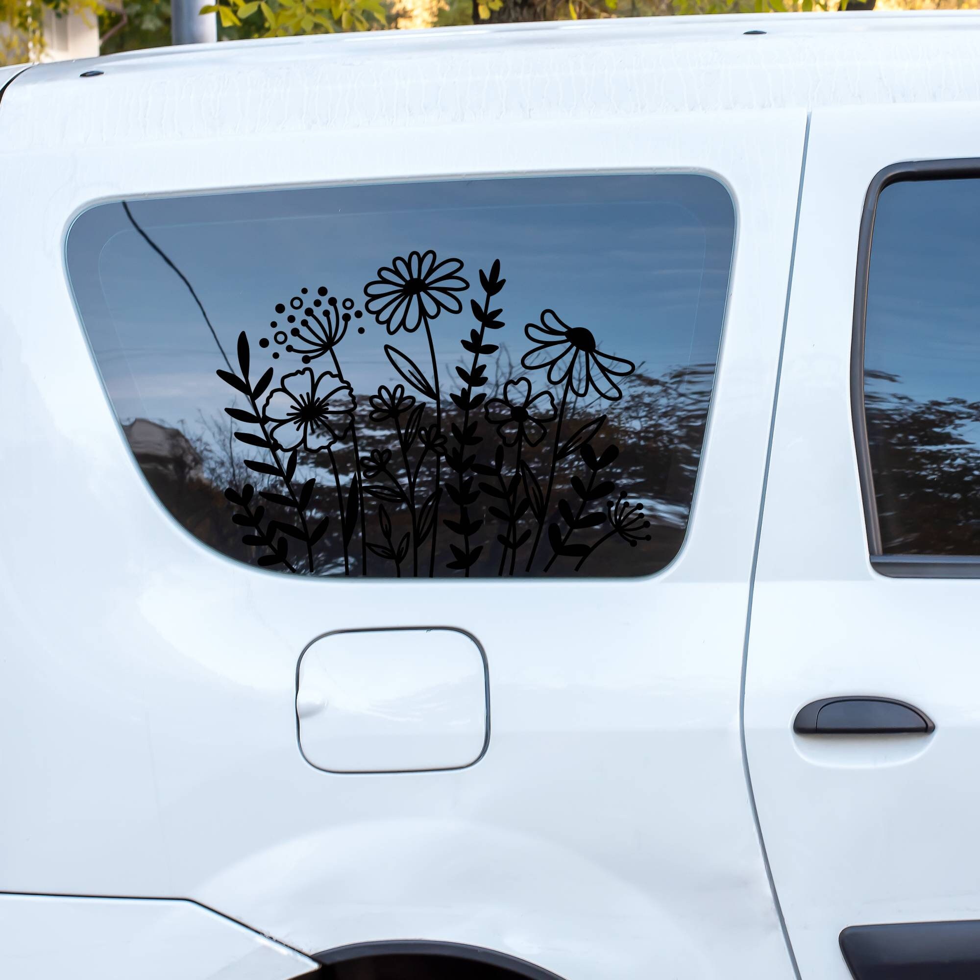 Bo-ho Wildflower Stem Vinyl Decal Sticker, for Laptop, Cup, Mug, Car ...
