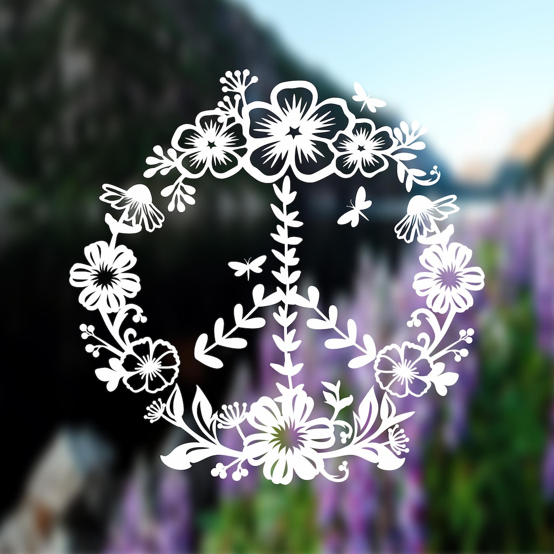 Floral Peace Sign Vinyl Decal: Boho Car, Laptop, Window Sticker - Etsy