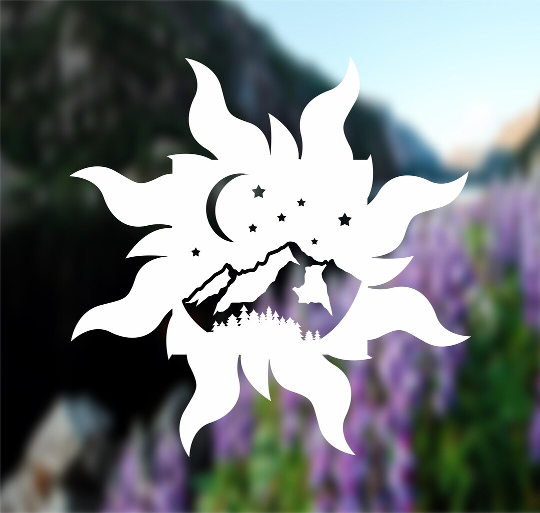 Sunburst Mountain Night Vinyl Decal: Adventure Car Sticker - Etsy