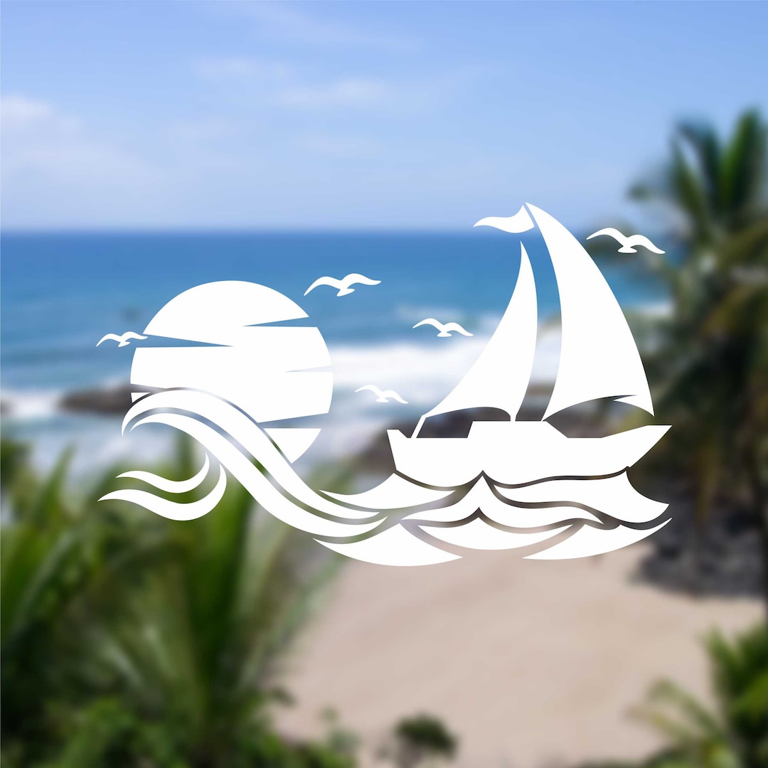 SAILING BEACH SAILBOAT Vinyl Decal Sticker, Love for the Ocean, Beach ...