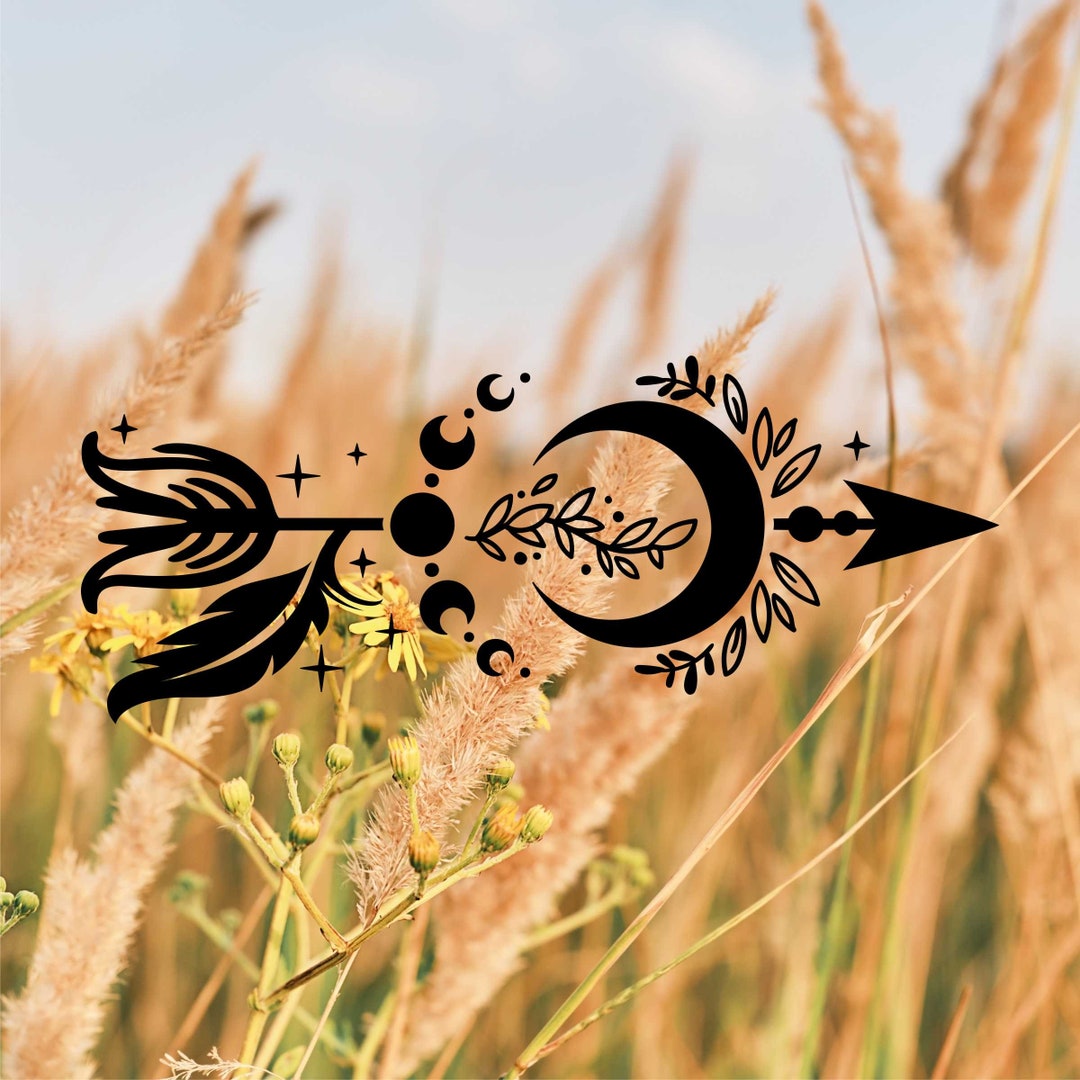 BOHO MOON ARROW, With Flowers,vinyl Decal Sticker, for Her, Native ...