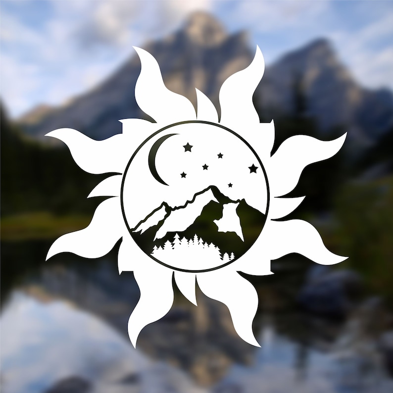 SUNRAY MOUNTAIN NIGHT Vinyl Decal Sticker Sun Decal - Etsy
