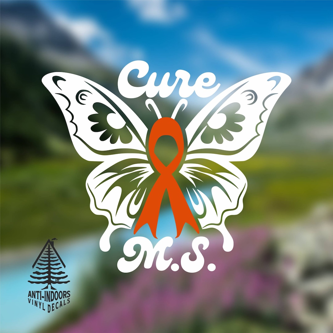 MS Awareness Butterfly Ribbon Vinyl Decal: Cure Multiple Sclerosis ...