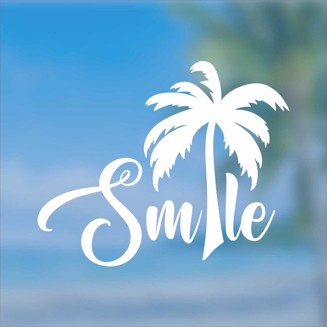 NEW Palm Tree SMILE Beach Vinyl Decal Sticker, Nature Decal, Beach ...