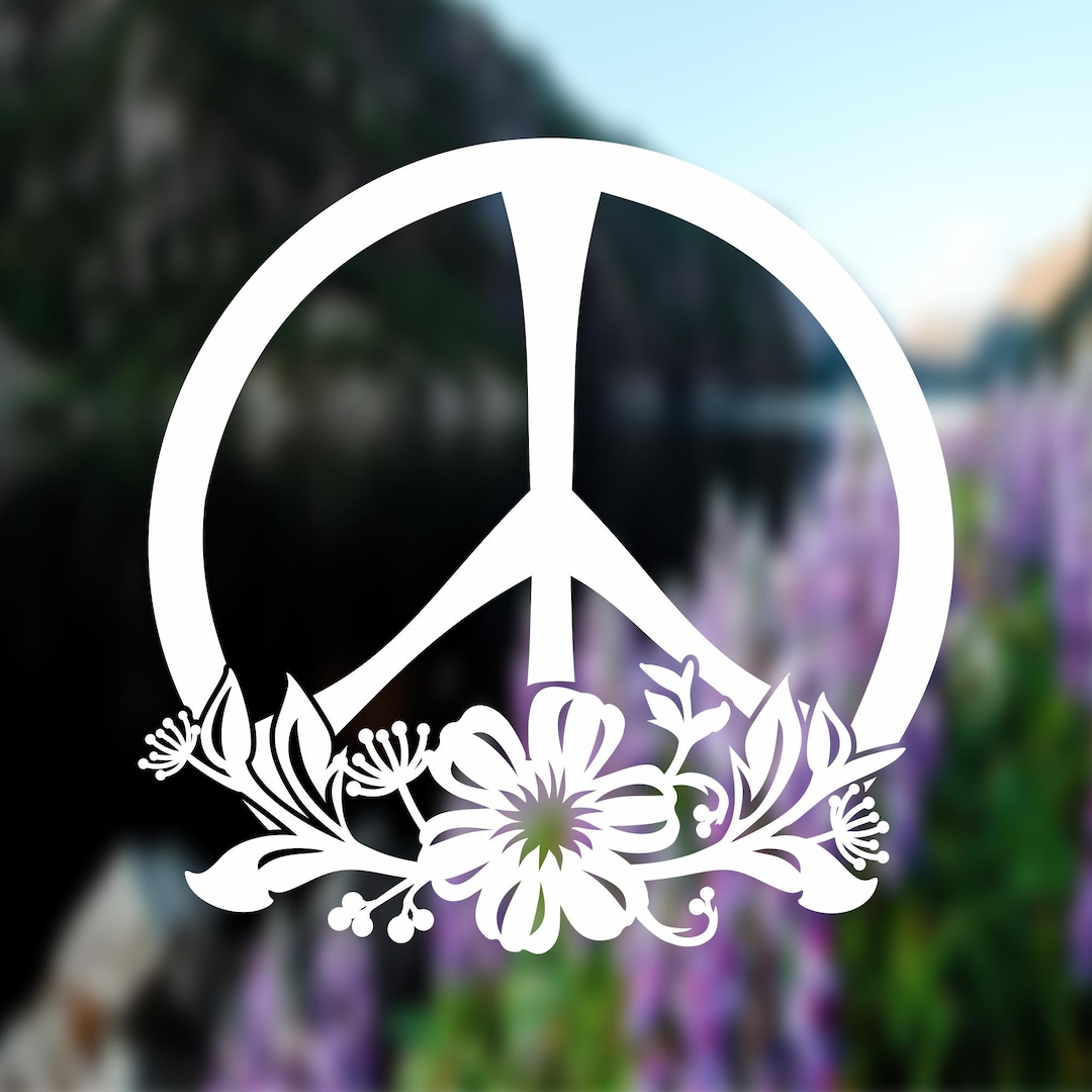 Floral Peace Sign Vinyl Decal: Boho Hippie Car, Laptop, Mug Sticker ...