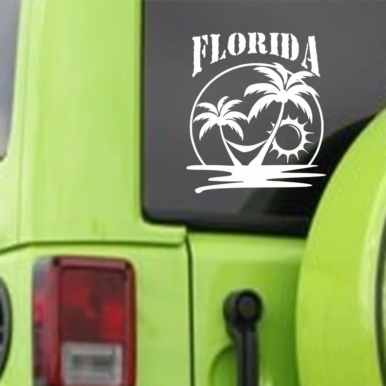 Florida Beach Sunset Vinyl Decal: Palm Tree Car Sticker - Etsy