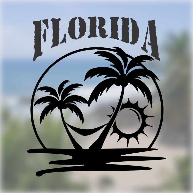 Florida Beach Sunset Vinyl Decal: Palm Tree Car Sticker - Etsy