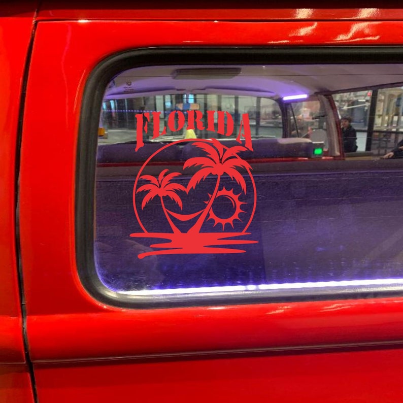 Florida Beach Sunset Vinyl Decal: Palm Tree Car Sticker - Etsy