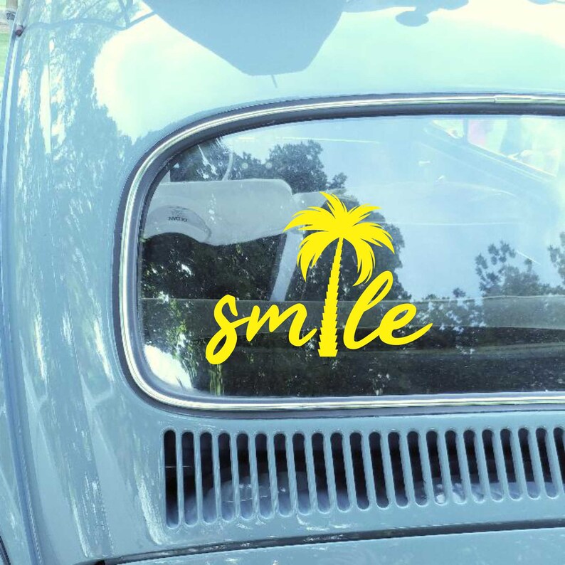 SMILE Palm Tree Beach Vinyl Decal Sticker Nature Decal Beach - Etsy