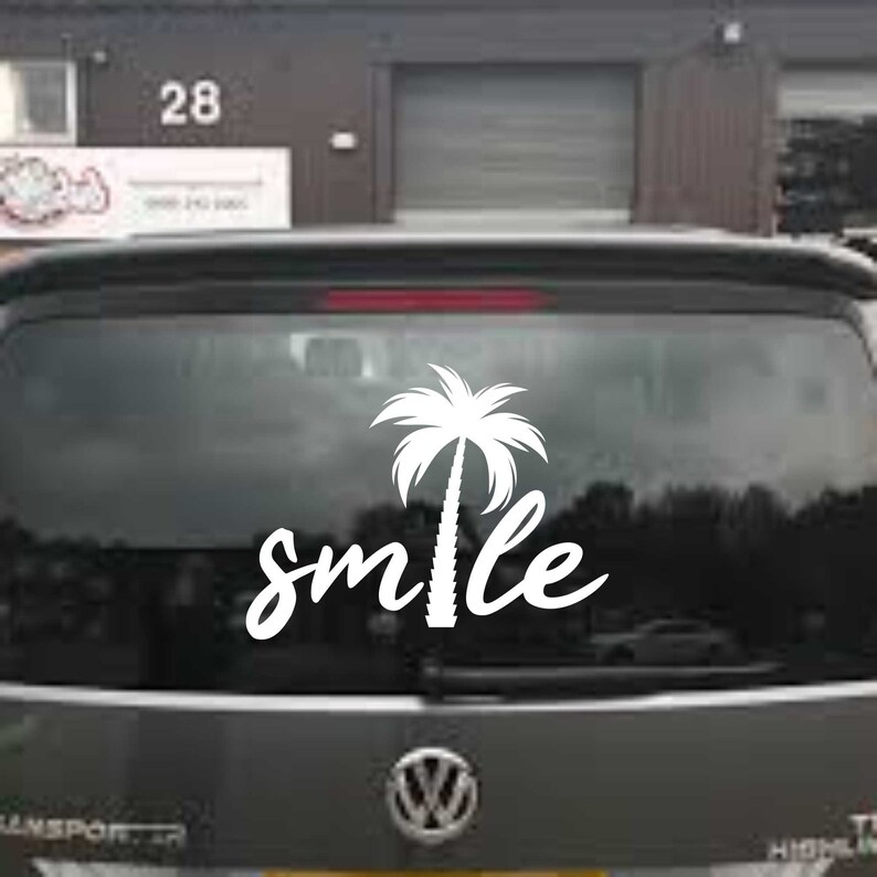 SMILE Palm Tree Beach Vinyl Decal Sticker Nature Decal Beach - Etsy