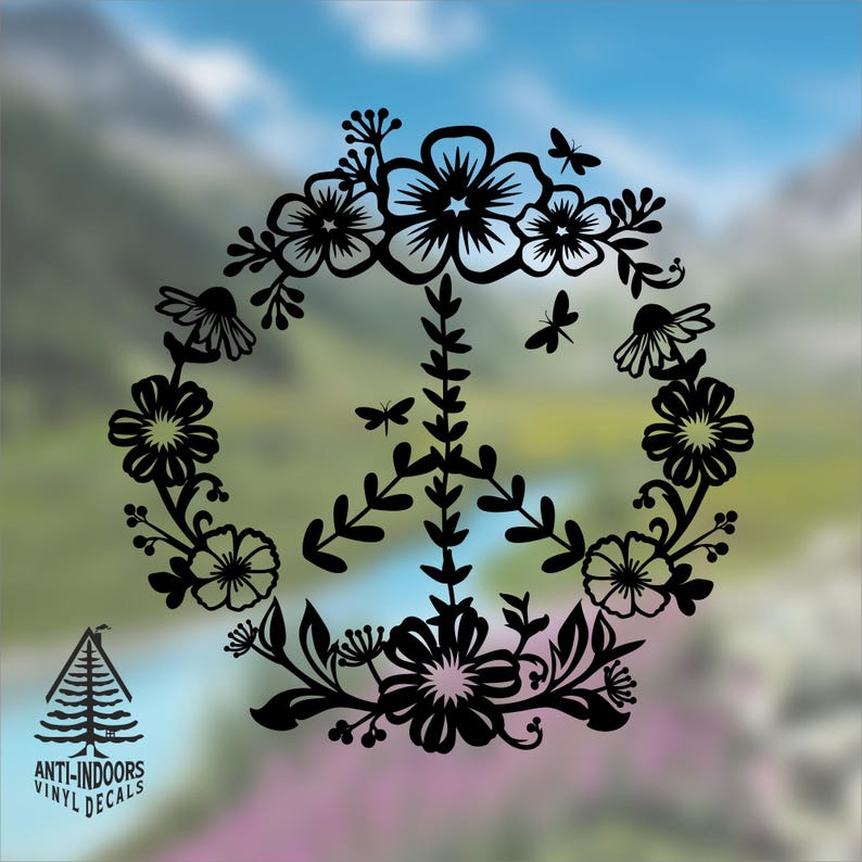 Floral Peace Sign Vinyl Decal: Boho Car, Laptop, Window Sticker - Etsy