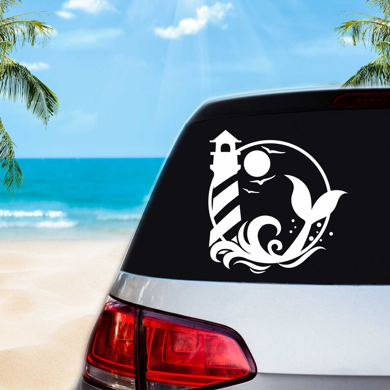 MERMAID Beach Lighthouse Vinyl Decal Sticker Adventure - Etsy
