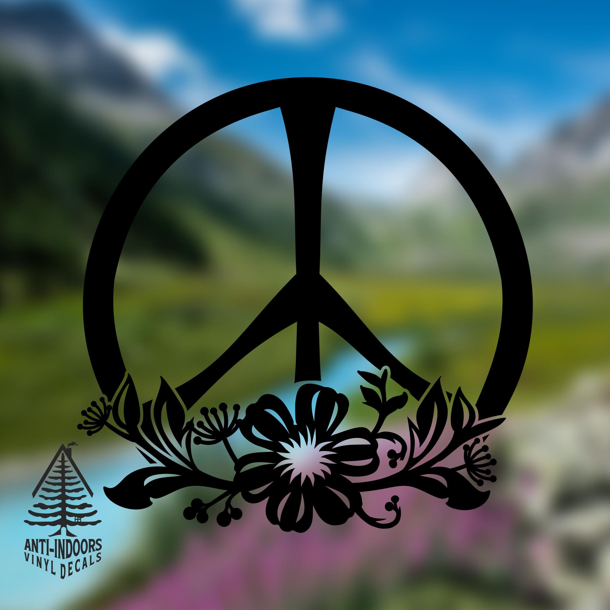 Floral Peace Sign Vinyl Decal: Boho Hippie Car, Laptop, Mug Sticker ...