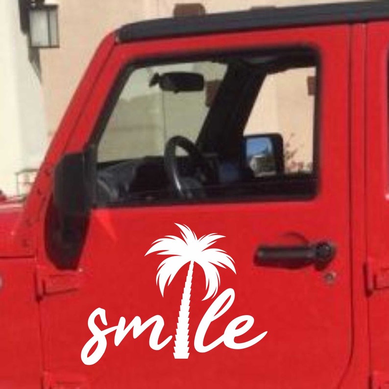 SMILE Palm Tree Beach Vinyl Decal Sticker Nature Decal Beach - Etsy