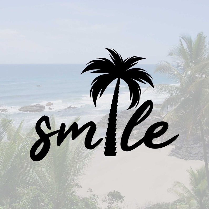 SMILE Palm Tree Beach Vinyl Decal Sticker Nature Decal Beach - Etsy
