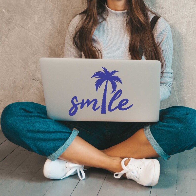 SMILE Palm Tree Beach Vinyl Decal Sticker Nature Decal Beach - Etsy