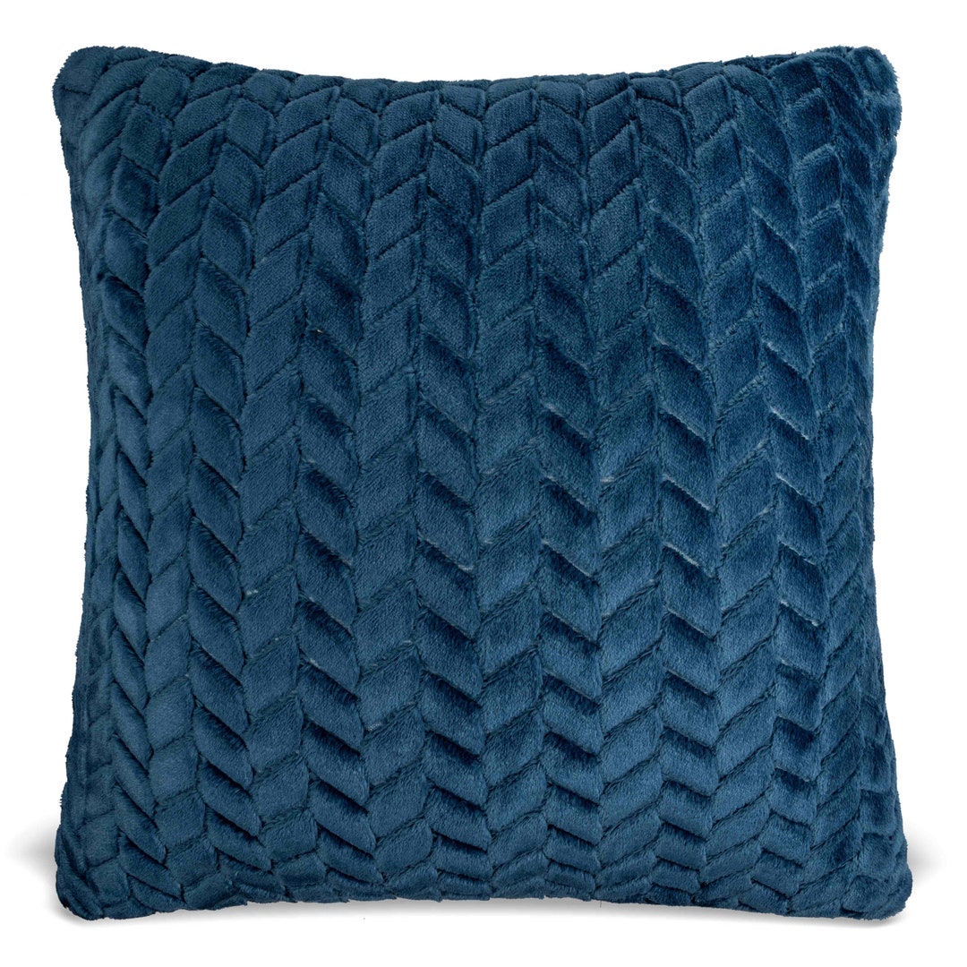 2PK Plush Soft Solid Herringbone Pattern Decorative Square Throw ...