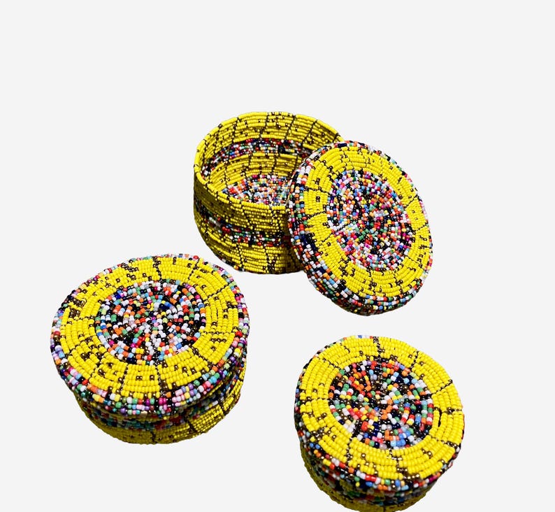 Tanzanian Beaded Covered Baskets ,africa, Gift, Crafts, Maasai - Etsy